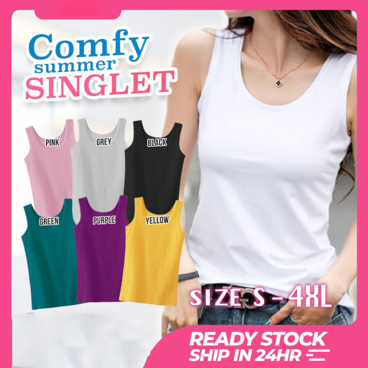 Premium Quality-Wanita Singlet Tank Top Inner Camisole Multi Warna ...