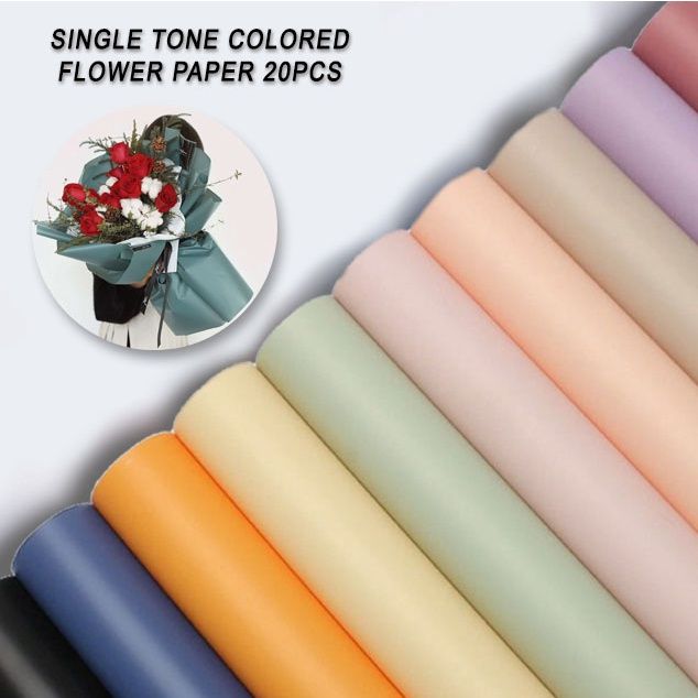 20pcs | SINGLE TONE Colored Waterproof Flower Wrapping Paper Matte ...