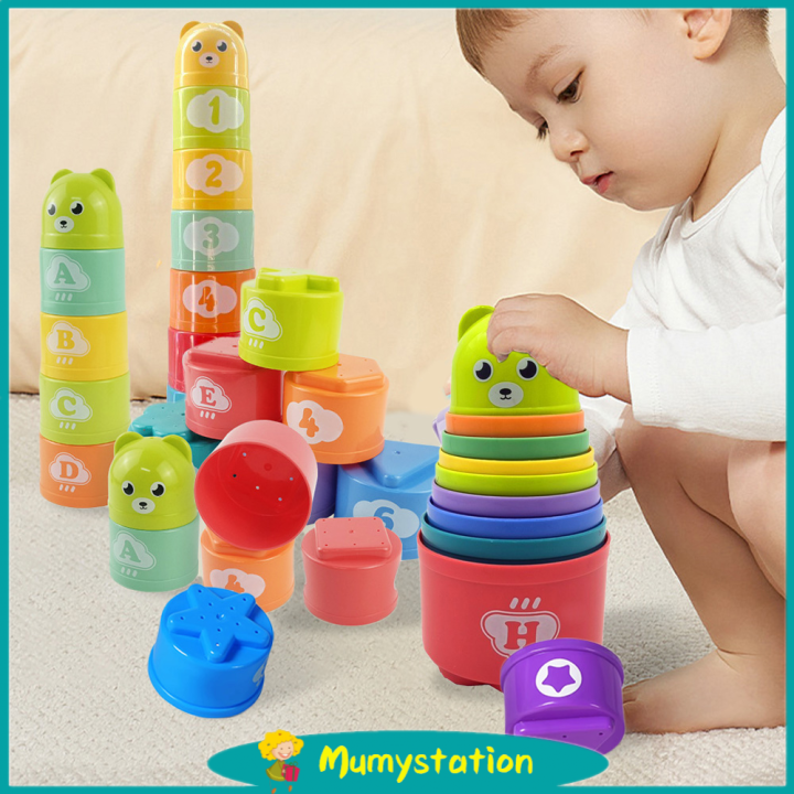 Mumystation Baby Stacking Cup Toy Number Alphabet Cup Towers Building ...