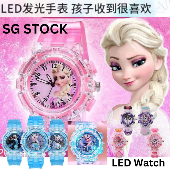 Frozen Elsa Watch Led light Hello Kitty Kuromi Melody unicorn watch ...