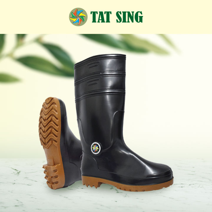 TAT SING R 239 Unisex High-Cut Black PVC Rain Boots / Water Boots ...