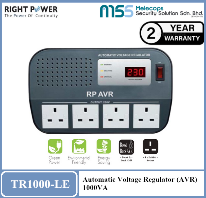 Right Power TR1000-LE Automatic Voltage Regulator (AVR) 1000VA | Lazada