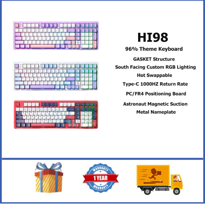 LEOBOG HI98 Aluminum Mechanical Keyboard 96% GASKET RGB Wired Hot ...