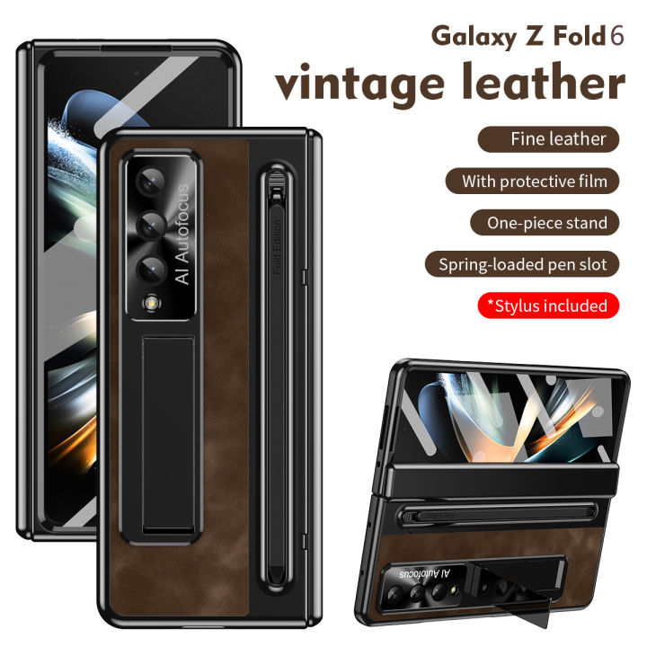 Luxury Leather Case For Samsung Galaxy Z Fold 6 Fold 5 Fold 4 Hinge ...