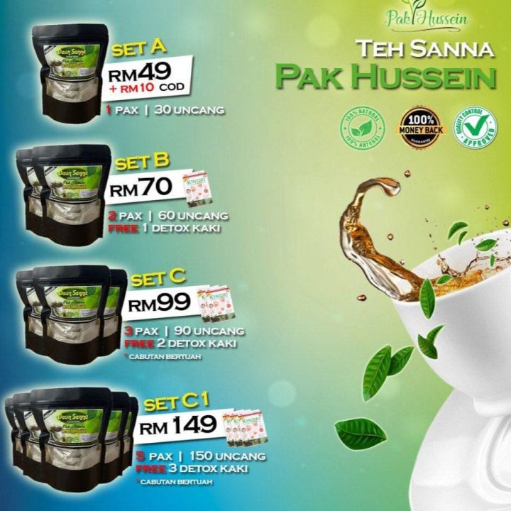 100% ORIGINAL TEH DAUN SANNA PAK HUSSEIN + SPECIAL GIFT | Lazada