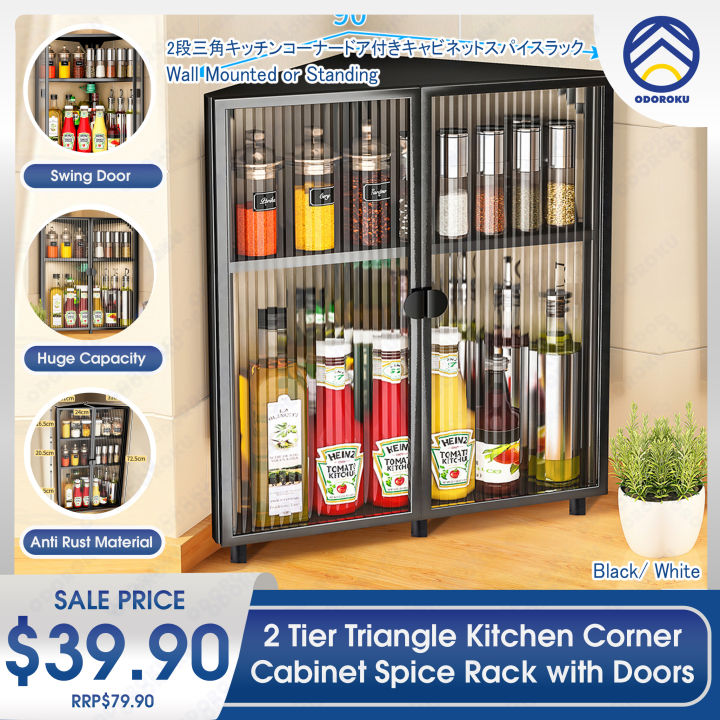ODOROKU 2/3 Tier Kitchen Spice Rack Standing Rack Triangle Bathroom ...