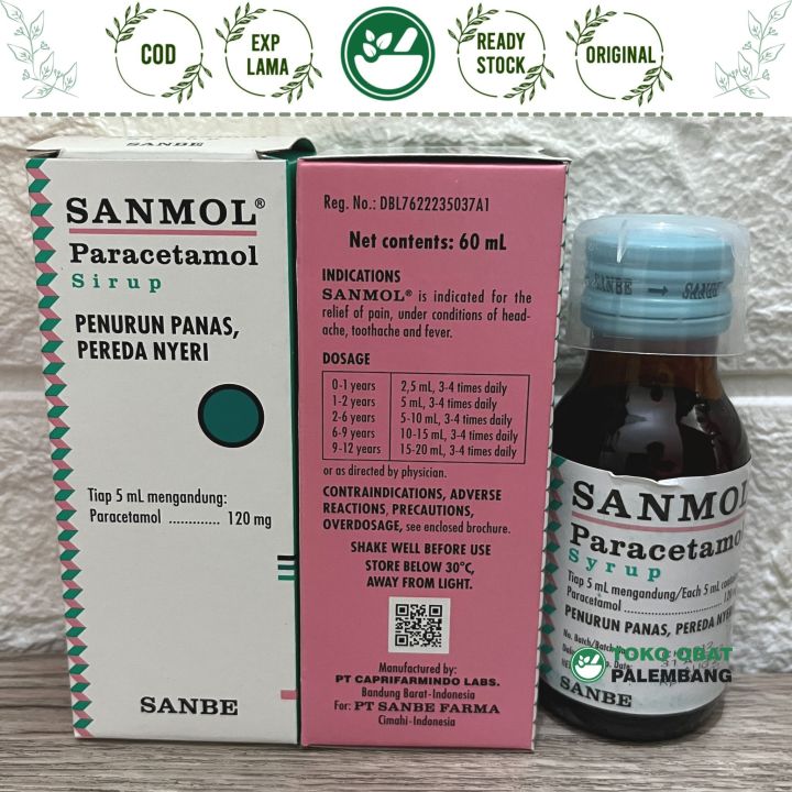 SANMOL SIRUP 60ML SANMOL SYRUP PARACETAMOL ANALGESIC ANTIPYRETIC SANBE | Lazada Indonesia