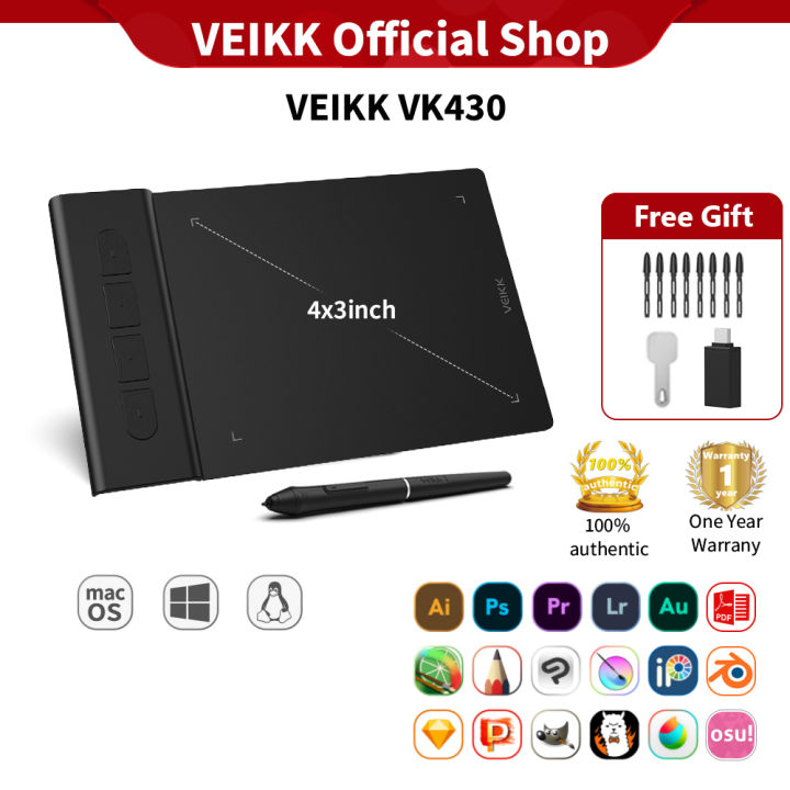 VEIKK Creator Pop VK430 4x3 Inch Ultra-thin Portable OSU! Pen Tablet ...