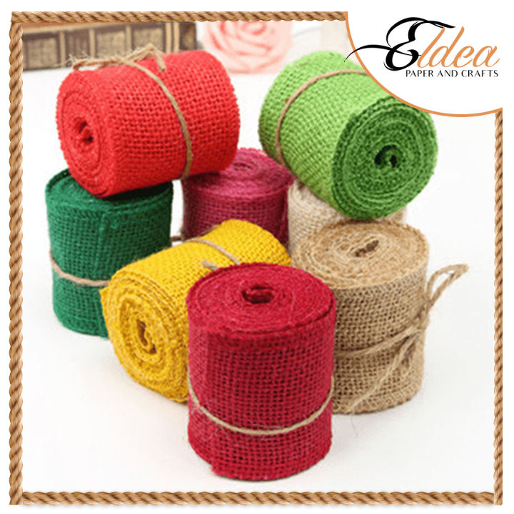 6cm x 2mtrs Natural Jute Burlap Ribbon Plain Rustic for Invitation ...