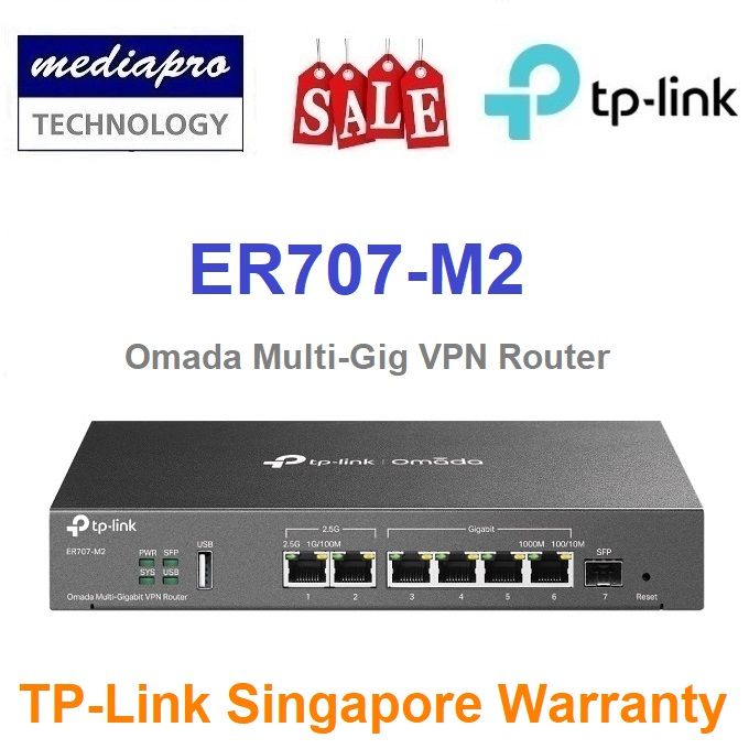TP-LINK ER707-M2 Omada Multi-Gigabit VPN Router 1× 2.5G WAN and 1× 2.5G ...