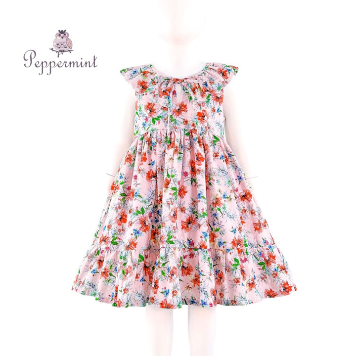Peppermint Kids Fontaine Dress (Light Pink/Coral/Green) | Lazada PH