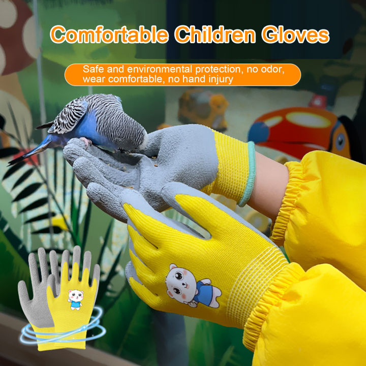 Eguan ถุงมือทำสวนถุงมือกันลื่นเด็กถุงมือนิรภัย เด็กพร้อมที่จับกันลื่น ...