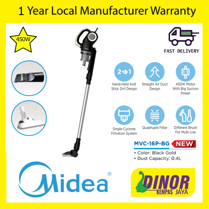 Midea Handheld Stick Type Vacuum Cleaner 450W MVC16P / MVC-16P-BA / MD ...