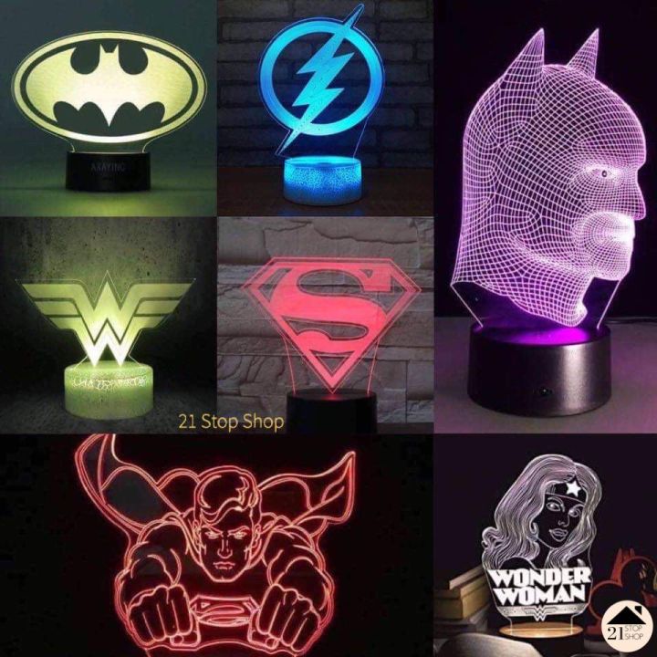 DC Superman Batman Wonderwoman Flash Joker Acrylic LED Table Desk Lamp ...