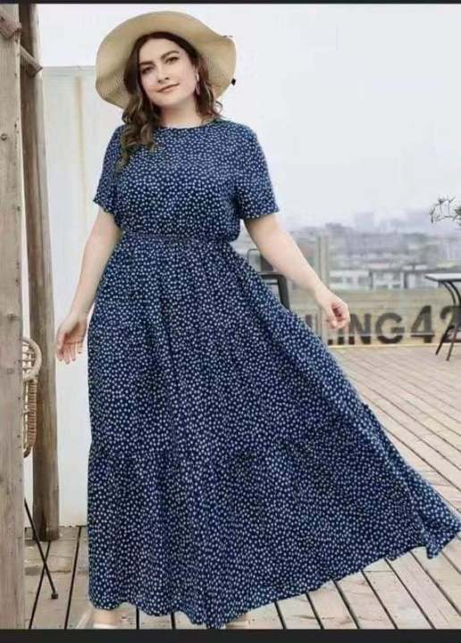 Smurfette Plus Size Garter Waist Maxi Dress for Women | Lazada PH