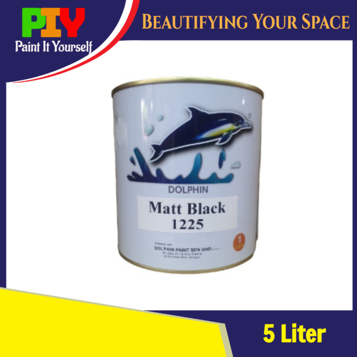 Dolphin Brand Metal Paint Matt Black Cat Besi Hitam Mati 5L - 5 Liter ...