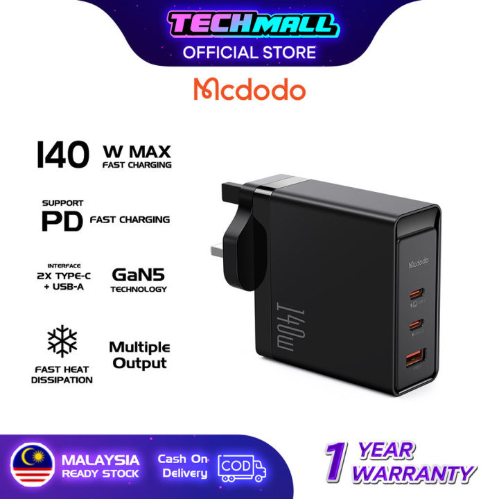MCDODO CH2901 140W 2C+1A GAN 5 PRO FAST CHARGER (UK) | Lazada