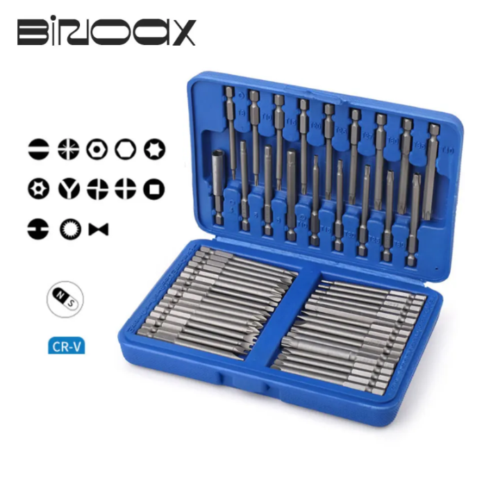 50pcs Extra Long Reach Bit Set 75mm Security Screwdriver Bits Torx Star Hex Philips Square ...