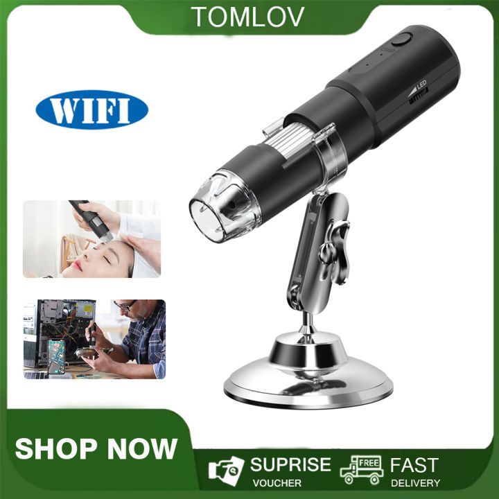 TOMLOV WIFI Wireless Portable Microscope, 100 Times Zoom Digital 50X ...