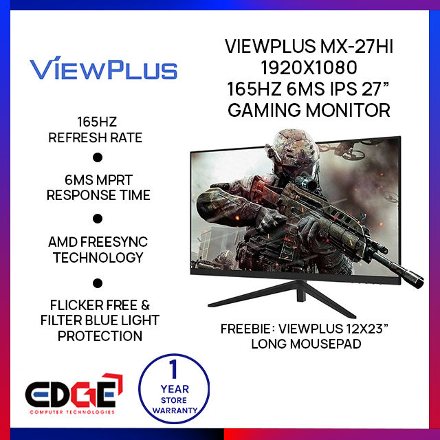 EDGE | VIEWPLUS MX-27HI 165Hz 6ms FHD 1920x1080 IPS 27" Gaming Monitor ...