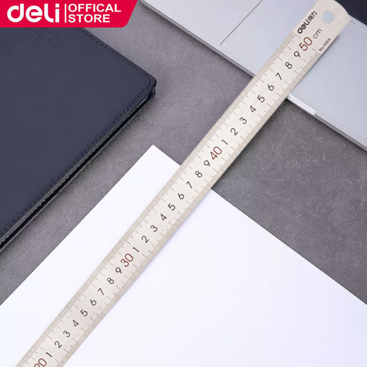 Deli E8464 Steel Ruler 50 cm, 20 inch, Metric and inch graduation ...