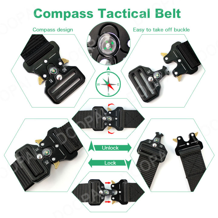 Men's Belt Army Outdoor Hunting Compass Tactical Multi Ftion Combat ...