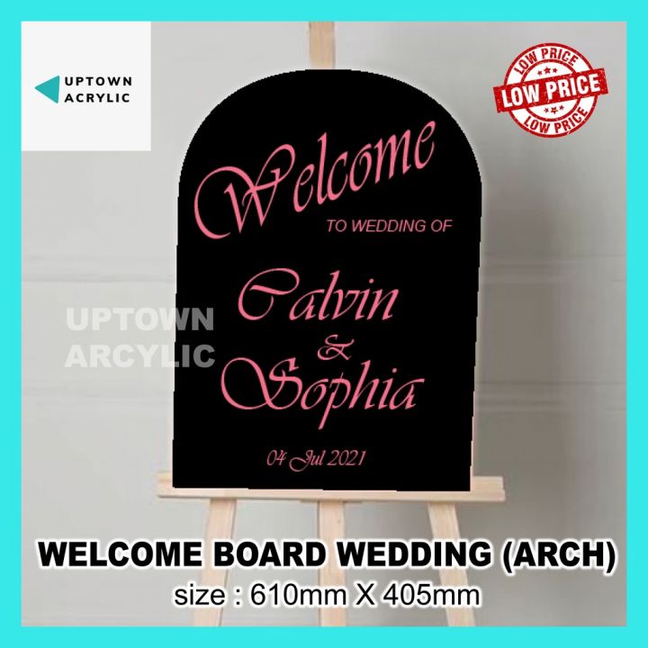 Acrylic Wedding Welcome Board Sign, Papan Kosong Kahwin (Arch Shape ...