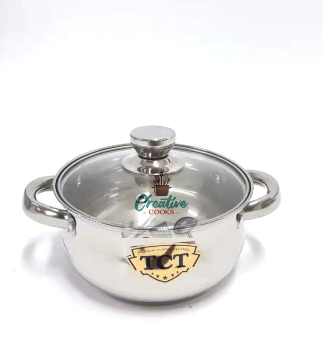 Stainless Steel Pot Double Handle Soup Pot with Glass Cover | Lazada PH