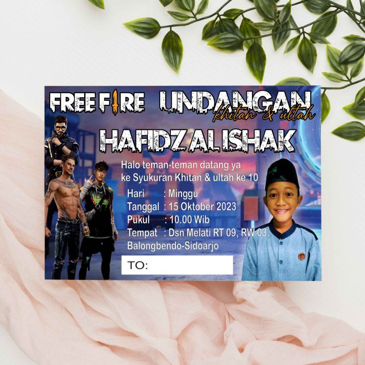 Set 20 pcs Undangan Ulang Tahun Anak Desain Karakter Free Fire Unisex ...