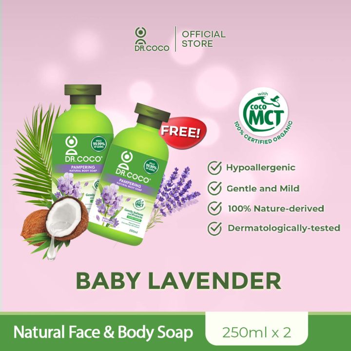 DR. COCO Pampering Natural Body Soap Baby Lavender, 250ml + Baby ...