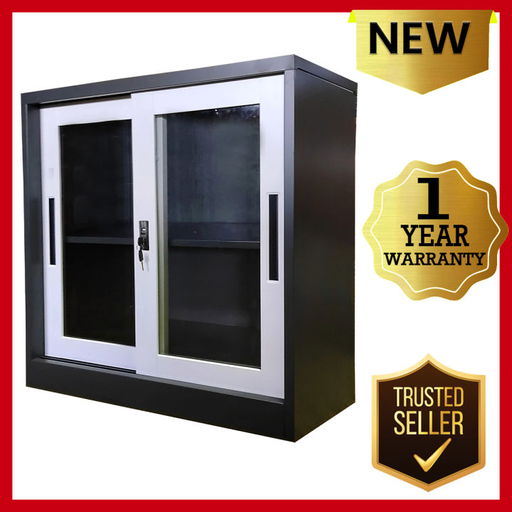 2-Layer Glass Sliding Door Steel Cabinet | Lazada PH