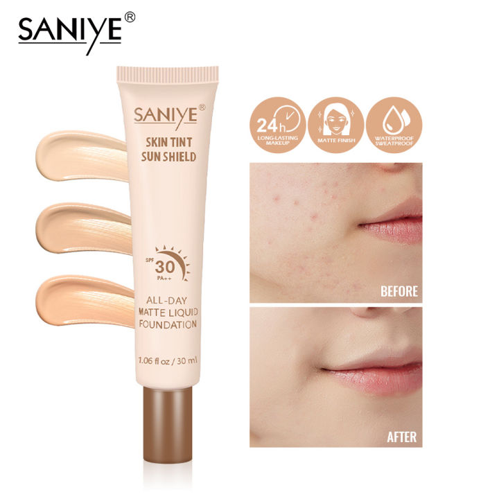 SANIYE Liquid Foundation Matte Full coverage Skin Tint Moisturizing ...