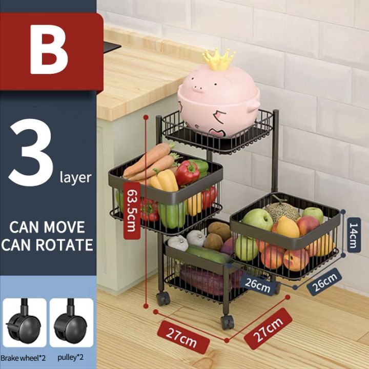 Steel Kitchen Rotating Rack Vegetable Spice Shelf Storage Organizer ...