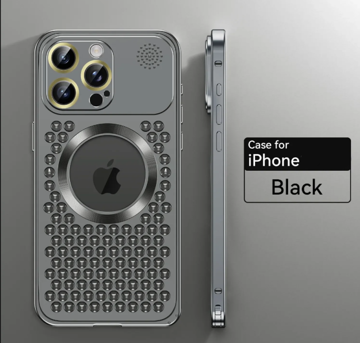 Metal Heat Dissipation Phone Case For iPhone 13 12 14 15 Pro Max Plus Magnetic Aluminum Cover ...