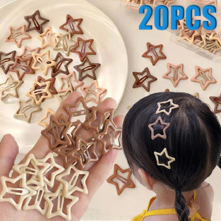 20PCS Coffee Colored Star Hairpin Metal Bb Clips Y2K Student Side Clip ...