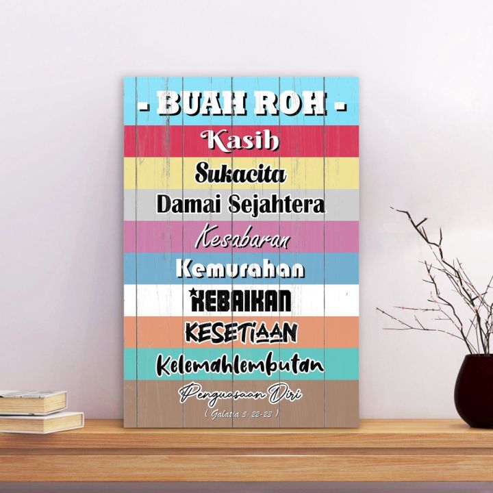 poster kayu buah roh hiasan dinding rohani kristen / katolik | Lazada ...