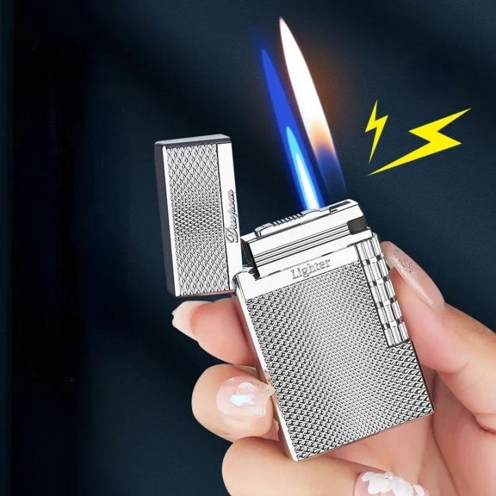 korek api 2025 New Classic Flame Lighter A Key To Switch Dual-flame ...