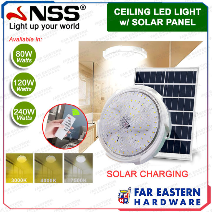 NSS Solar Ceiling LED Light w/ Panel & Remote Control 80W | 120W | 240W ...