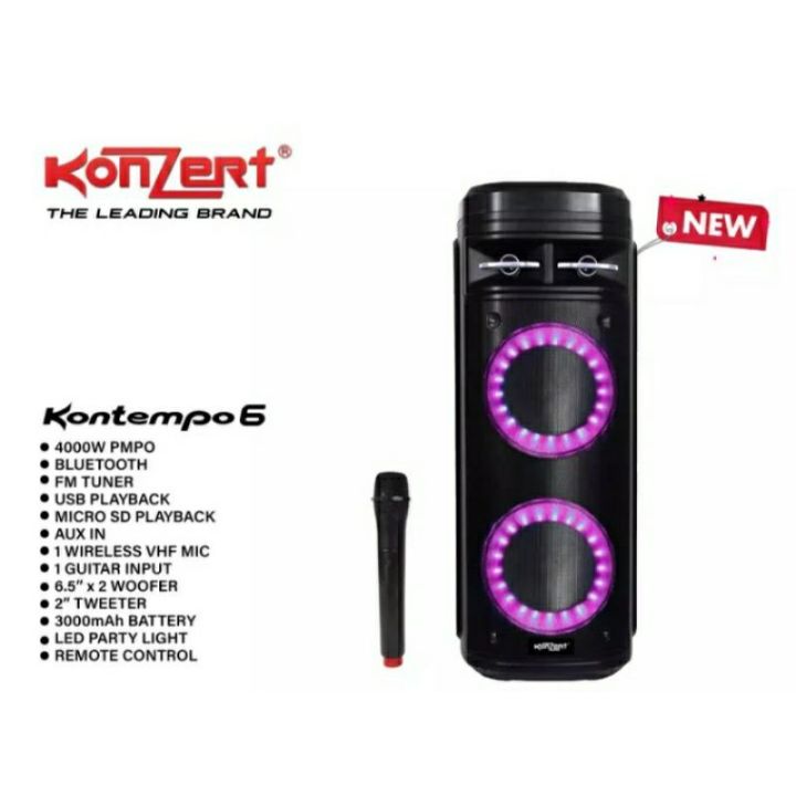 Konzert Kontempo 6 Karaoke Portable Speaker System 4000W PMPO w ...