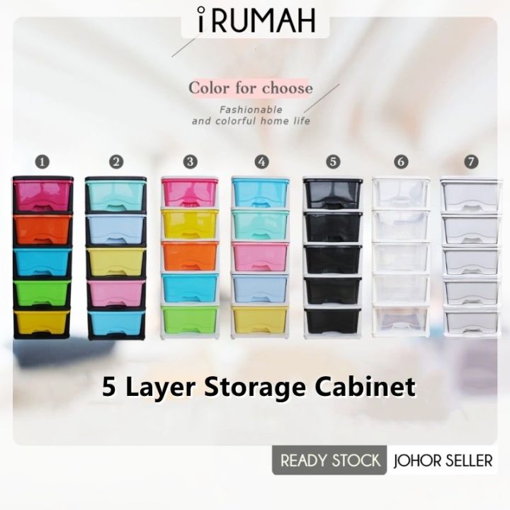 【i.Rumah】 5 Tier Drawer Cabinet Multipurpose Colourful Storage Drawer ...