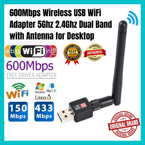 600Mbps Wireless USB WiFi receiver Adapter 5Ghz 2.4Ghz for Desktop Wireless Antenna Adapter ...
