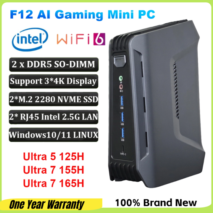 F12 Intel Core Ultra5 125H Ultra7 155H Mini PC Thunderbolt 4 WIFI 6 ...