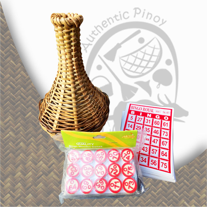 Traditional Bingo Set made from Ratan | Chips made from Wood | 50 pcs ...
