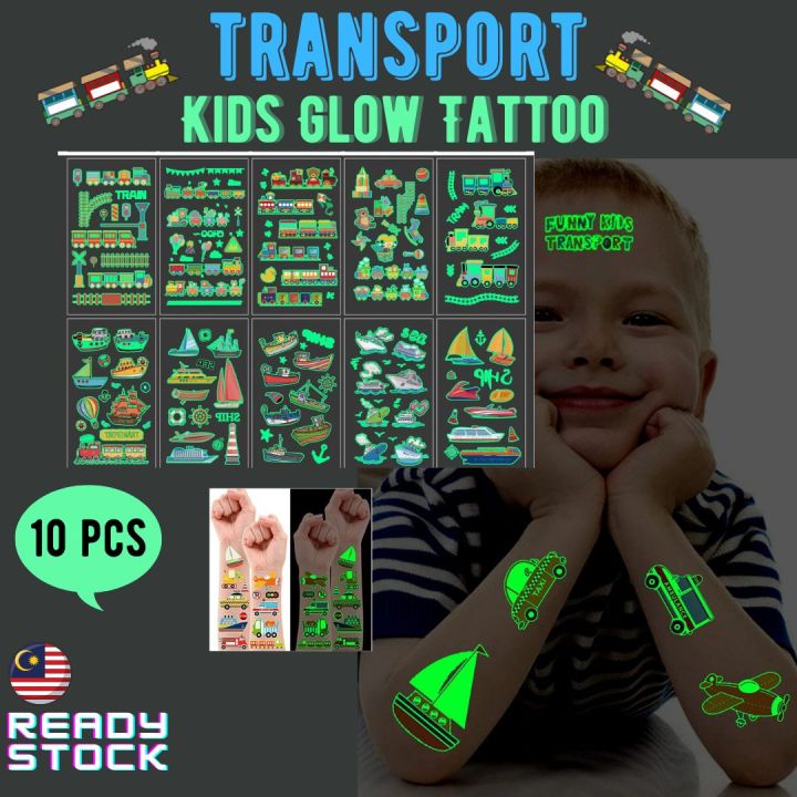 Luminous Kids Fake Tattoo Sticker Temporary For Kids (10Pcs) Transport ...