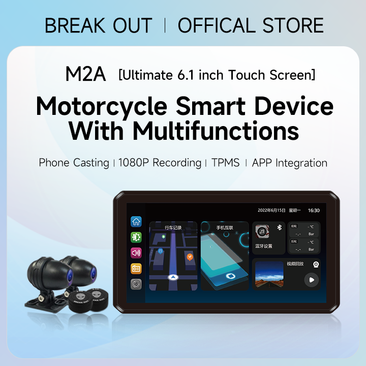 BREAK OUT M2 Motorcycle Dash Cam with Carplay, Android Auto,Navigation ...
