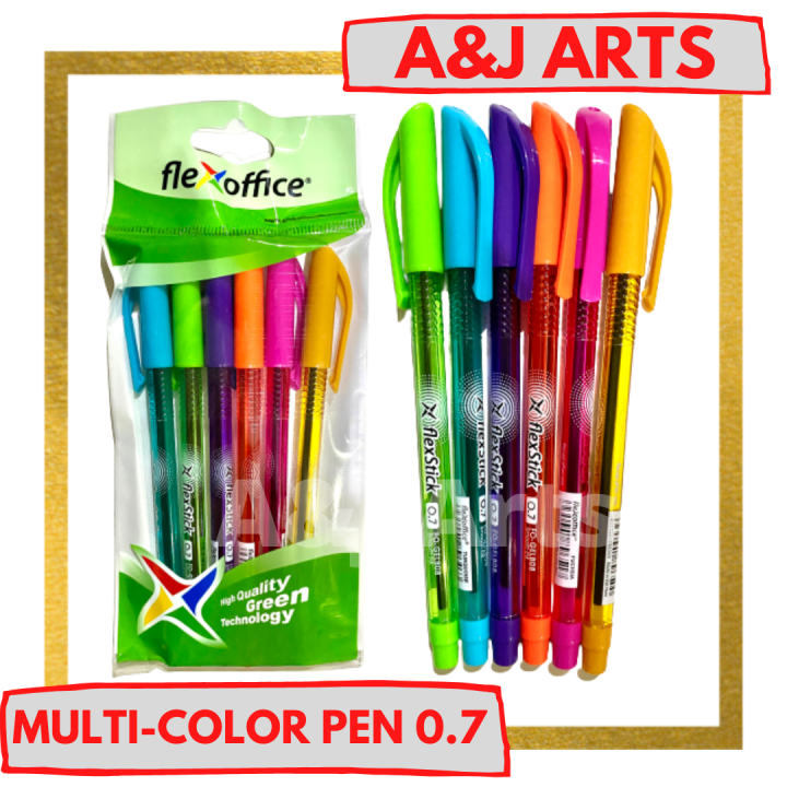 Colored Pens Colored Ball pen Flexstick Multi Color Smooth Ink Pen 0.7 ...
