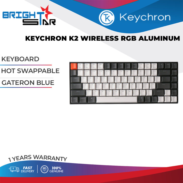 Keychron K2 Wireless RGB Aluminum Hot Swappable Gaming Keyboard Gateron ...