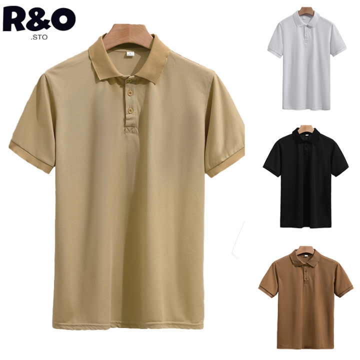 ☆COD☆ Plain Solid Color polo shirts for men Anti-wrinkle Khaki ...