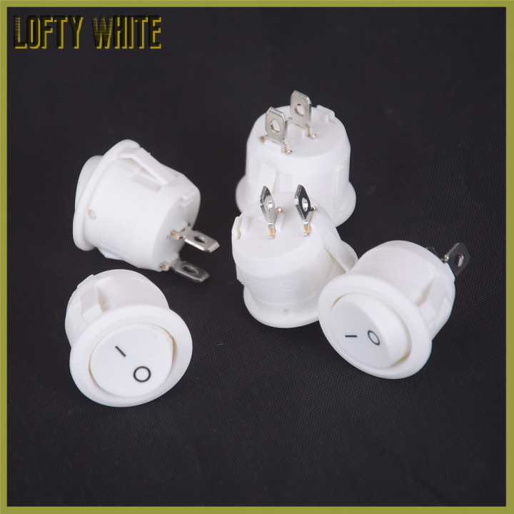 Lofty White 5ชิ้นมินิกลมสีขาว2ขาสวิทช์เปิด-ปิดสแน็ปอิน20มม. 12V | Lazada.co.th