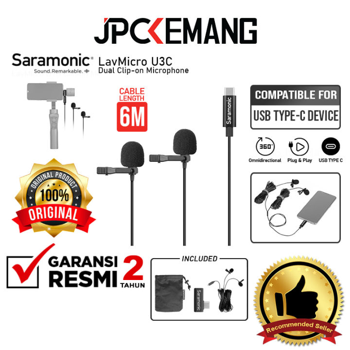 Saramonic LavMicro U3C USB Type-C Dual Lavalier Microphone Lav JPC KEMANG GARANSI RESMI | Lazada ...